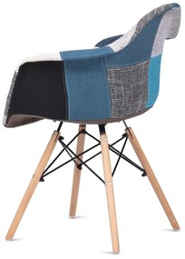 Jídelní židle, potah látka patchwork, dřevěné nohy, masiv přírodní buk