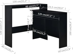 vidaXL Barový stůl se 2 stolními deskami 130 x 40 x 120 cm [280218] Barva: Šedá