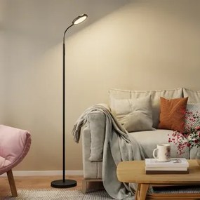 HOMCOM LED stojací lampa s dálkovým ovládáním, 360° hlava, stmívatelná – černá