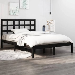 Rám postele černý masivní dřevo 160 x 200 cm,  3105484