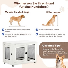 PawHut klec pro psy se stolkem, polštář, 2 dvířka, psí bouda, bouda pro psy, vnitřní box pro psy, boční stolek, bílá+černá, 94 x 60 x 71,5 cm | Aosom