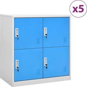 vidaXL Uzamykatelné skříně 5 ks světle šedé a modré 90x45x92,5 cm ocel [3095229] Barva: Světle šedá a modrá