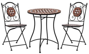 3dílný mozaikový bistro set keramický terakotový - Default Title