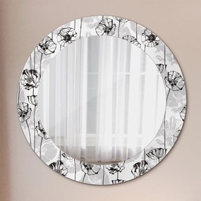 Kulaté dekorativní zrcadlo Maki květiny fi 60 cm
