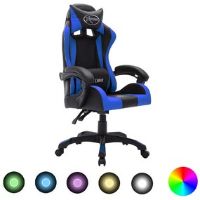 Herní židle s RGB LED podsvícením modro-černá faux kůže 287996
