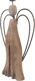 Hnědá dekorace dřevěná figurka anděl Angel Rustic L - 14*4*26 cm