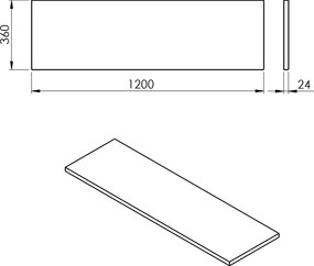 Sapho PLATO deska Rockstone 1200 x 24 x 360 mm bílá mat PL126-0101