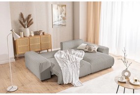 Světle šedá manšestrová rozkládací/s úložným prostorem rohová pohovka (pravý roh) Sarina – Ropez
