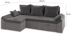 Rohová rozkládací sedačka FLINT světlešedá-zelená