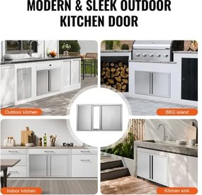 BBQ přístupová dvířka, 914 × 534 mm dvojitá venkovní kuchyňská dvířka – BH-011