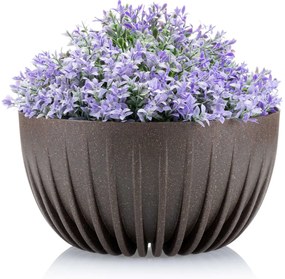PLASTOVÝ KVĚTINÁČ STRIPPED ECO 16X30 CM TMAVĚHNĚDÁ
