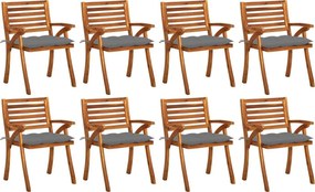 vidaXL Zahradní židle s poduškami 8 ks masivní akáciové dřevo [3075224] Barva: Šedá
