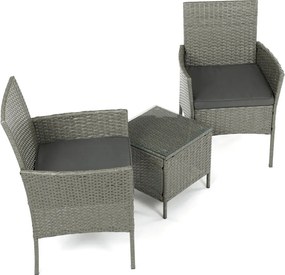 Zahradní set RELAXPOINT 1+2 - šedý polyratan / kovová konstrukce