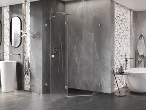Mexen Lunar, Pětiúhelníkový sprchový kout Mexen Lunar s výklopným levým oknem 100 x 80 cm, 8mm čiré sklo, chromový profil, 831-100L-080P-01-00-L