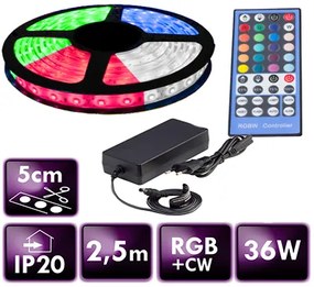 ECOLIGHT LED pásek - RGB+CW - 2,5m - 60LED/m - 14,4W/m - 1500Lm - IP20 - SADA