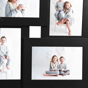 Kolážový fotorámeček na 4 obrázky (10 x 15 cm) černý MDF 332774