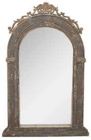 Šedé dřevěné nástěnné antik zrcadlo s patinou - 73*7*115 cm