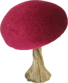 Dekorace Velvet Mushroom 10 cm ruby