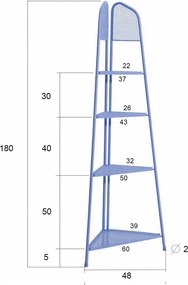 Modrá kovová rohová police na balkon Garden Pleasure MWH, výška 180 cm