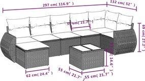 8dílná zahradní sedací souprava s poduškami béžová polyratan 3254026