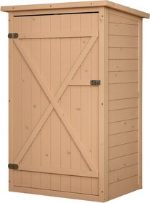Dřevěný zahradní skříň Outsunny, voděodolná kůlna na nářadí 75x56x115cm, domácký sklad s dveřmi, policemi, kůlna pro zahradní nářadí pro zahradu, pati