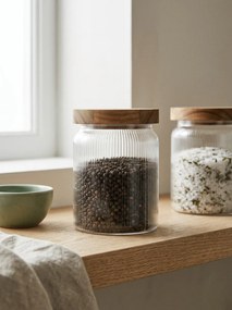 Sinsay - Skleněná dóza na potraviny s dřevěným víkem - clear