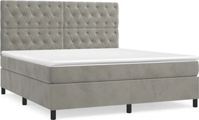 Box spring postel s matrací světle šedá 160x200 cm samet 3143211