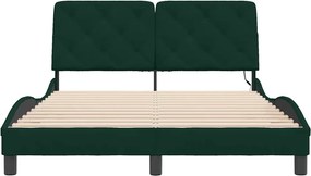 Rám postele s LED bez matrace tmavě zelený 140 x 190 cm samet 3213852