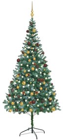 Umělý vánoční stromek s LED a sadou koulí a šiškami 210 cm,  3077529 HangarStore.cz