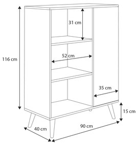 Knihovna FONZI 90x40 Hlavní barva: Sonoma