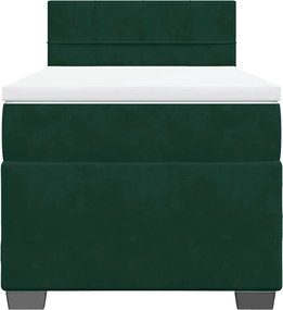 Box spring postel s matrací tmavě zelená 90x190 cm samet 3288501
