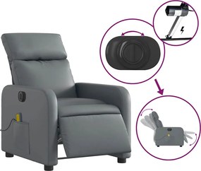 Elektrické masážní polohovací křeslo šedé umělá kůže 3206745