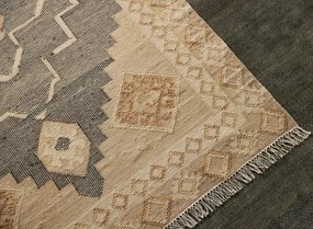 Diamond Carpets India, Ručně vázaný kusový koberec Heriz Wood DE 2005 Grey Mix, 140x200, béžová, chodba / předsíň