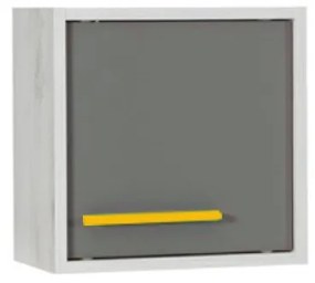 MARIDEX Závěsná skříňka - REST R10, dub craft bílý/popel Barva úchytky: žlutá
