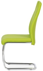 Jídelní židle DCL-418 LIM, zelená koženka, chrom