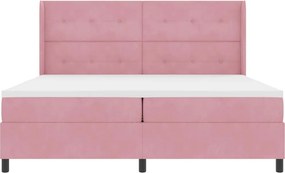 Postel s boxspringem s čelo Růžová 200 x 200 cm samet 3342031