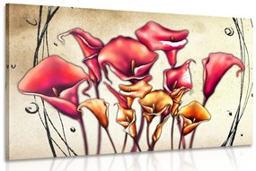 Obraz červené květy kaly - 60x40 cm