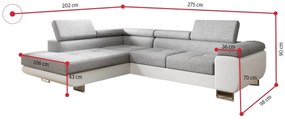 Expedo Rohová sedací souprava SELINA, 275x90x202, sawana 14/soft 17, levá