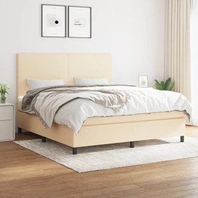 Box spring postel s matrací krémová 120x190 cm textil