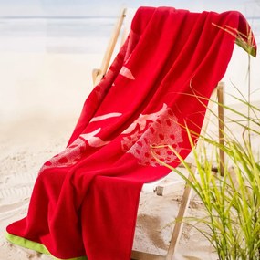 Olzatex plážová osuška JAHODY, červená, froté, 100x160cm