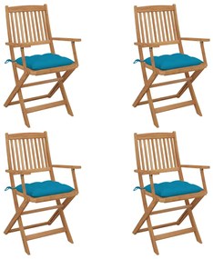 Skládací zahradní židle s poduškami 4 ks masivní akácie,  3064636
