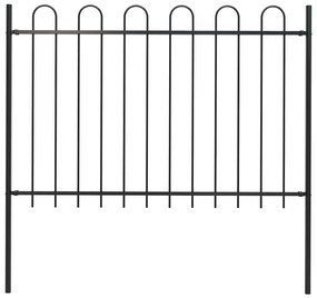 Zahradní plot BOXTEL s obručí nahoře ocelový 170 x 120 cm černý 144931
