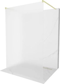 Mexen Kioto, sprchová zástěna Walk-In 110 x 200 cm, 8mm sklo námraza, zlatý matný profil, 800-110-002-55-30