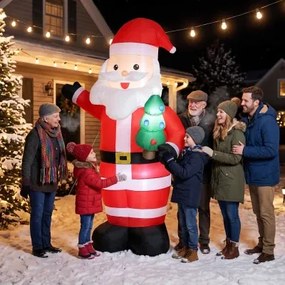 Outsunny Nafukovací Santa Claus, 243 cm, s jasným LED světlem, vánoční dekorace pro vnitřní i venkovní použití, červená