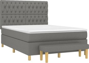 Box spring postel s matrací tmavě šedá 140x200 cm textil 3137398