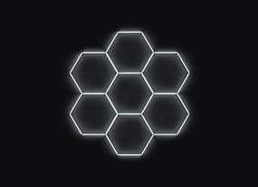 Escape6 Kompletní Led hexagonové svítidlo bílé 6500 K, 7 elementů 238x252cm