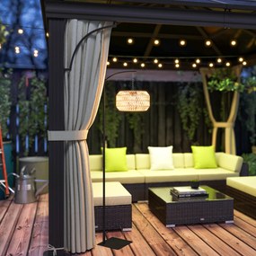 Outsunny Solární stojací lampa ratan Solární lampy se světelným senzorem Automatické solární světlo v boho stylu IP44 Černá+žlutá