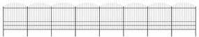 Zahradní plot s kopím nahoře ocelový 1339 x 200 cm černý 277755