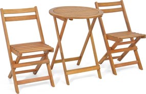 Costway 3 ks. Bistroset aus Holz mit Stabilem Akazienholzrahmen