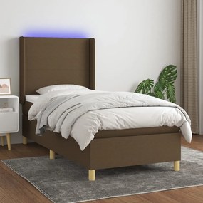 vidaXL Box spring postel s matrací a LED 100x200 cm textil [3138698] Barva: tmavě hnědá